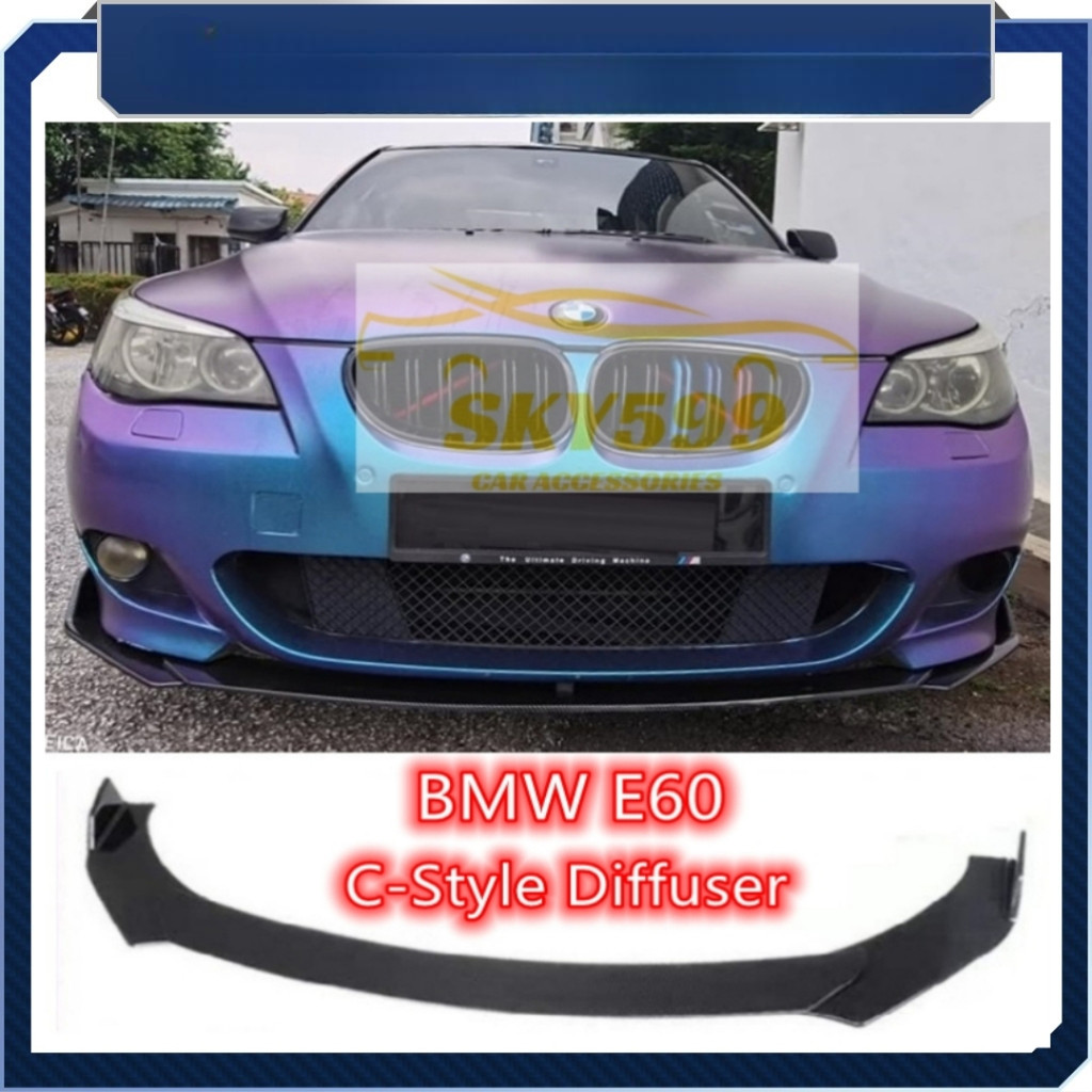 BMW E60 Front Bumper Diffuser Lip Wrap Angle Splitters Black & Carbon ...