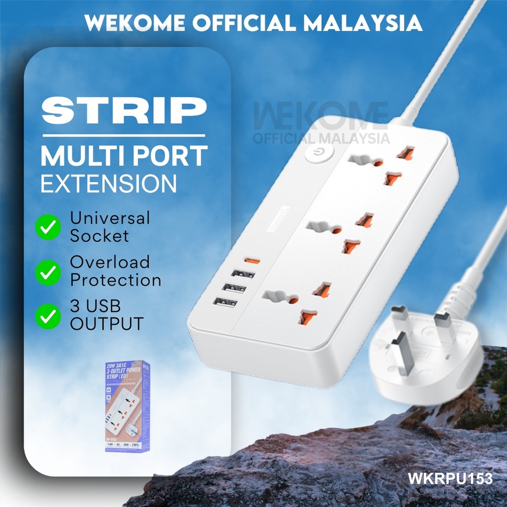 REMAX Extension Plug With Usb Ports Wire Extention Power Socket Strip ...