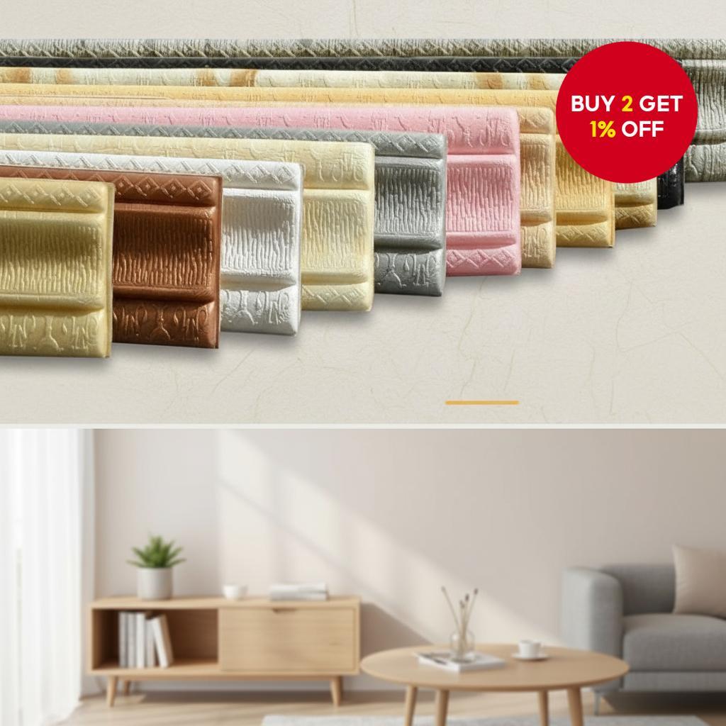 3D Foam Wall Trim Strip - Self-Adhesive Waterproof Edge Decor for Home ...