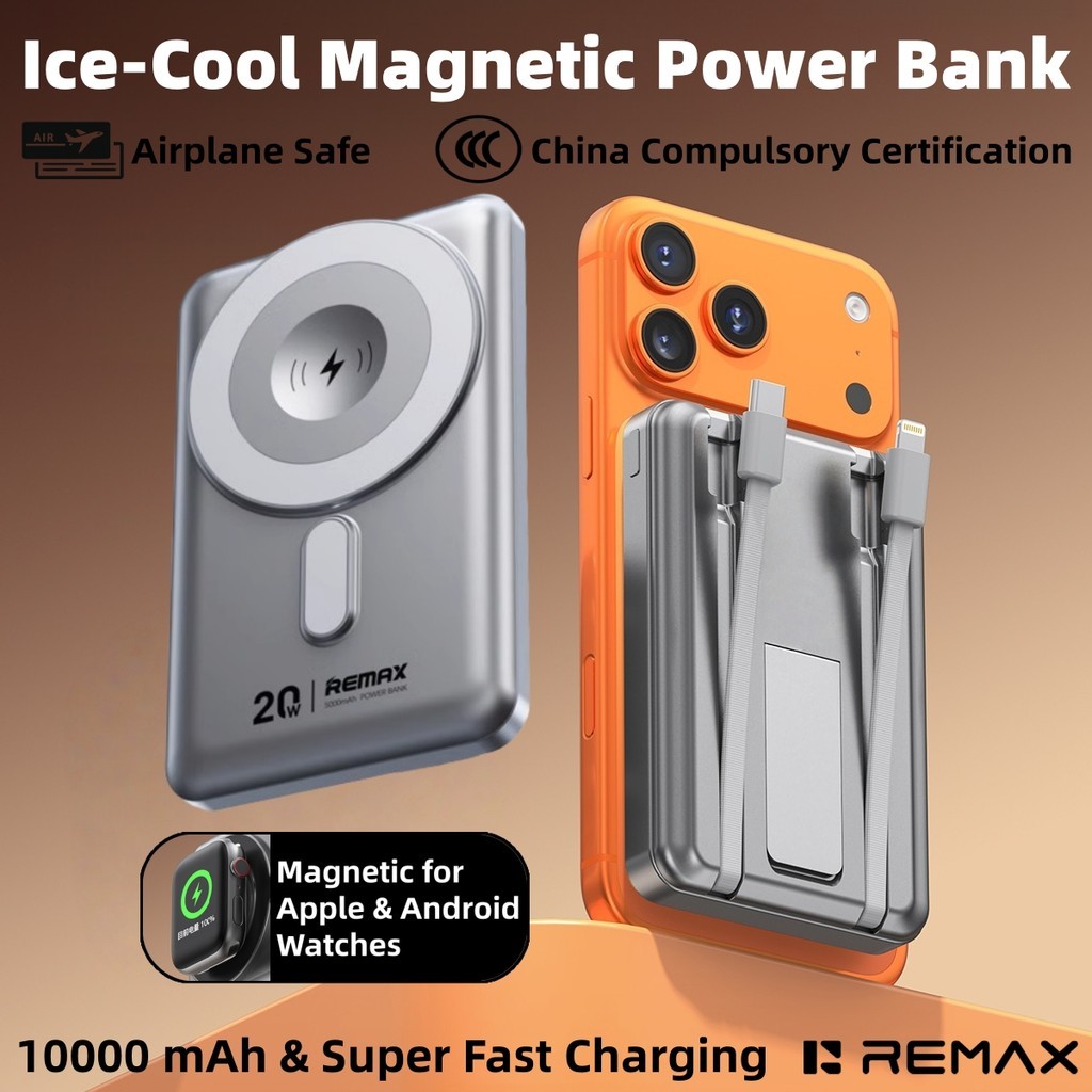 【REMAX+Ice Cool+3C】Magnetic Powerbank [CCC] 10000mAh 20W Fast Charging ...