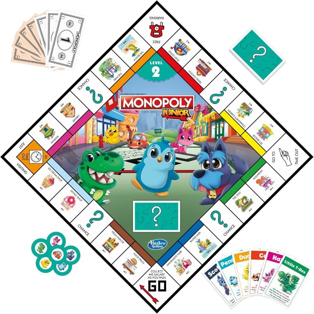 Monopoly Junior 2-in-1 Double-Sided Family Board Game – Dual Game ...