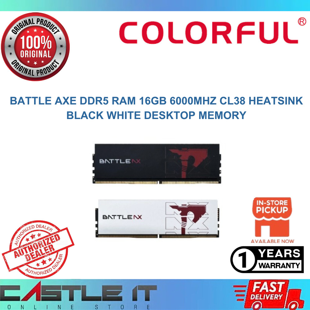 Colorful Battle Axe DDR5 RAM 16GB 6000MHz CL38 Heatsink Black White ...