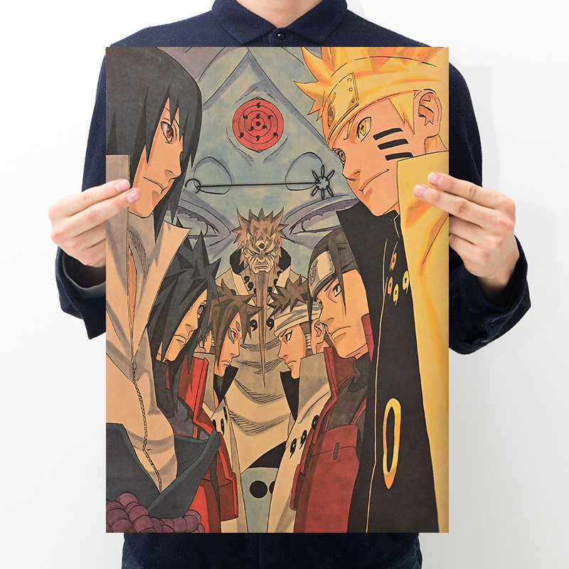 [B087] Naruto Naruto Sasuke Retro Kraft Paper Poster Dormitory Bedroom ...