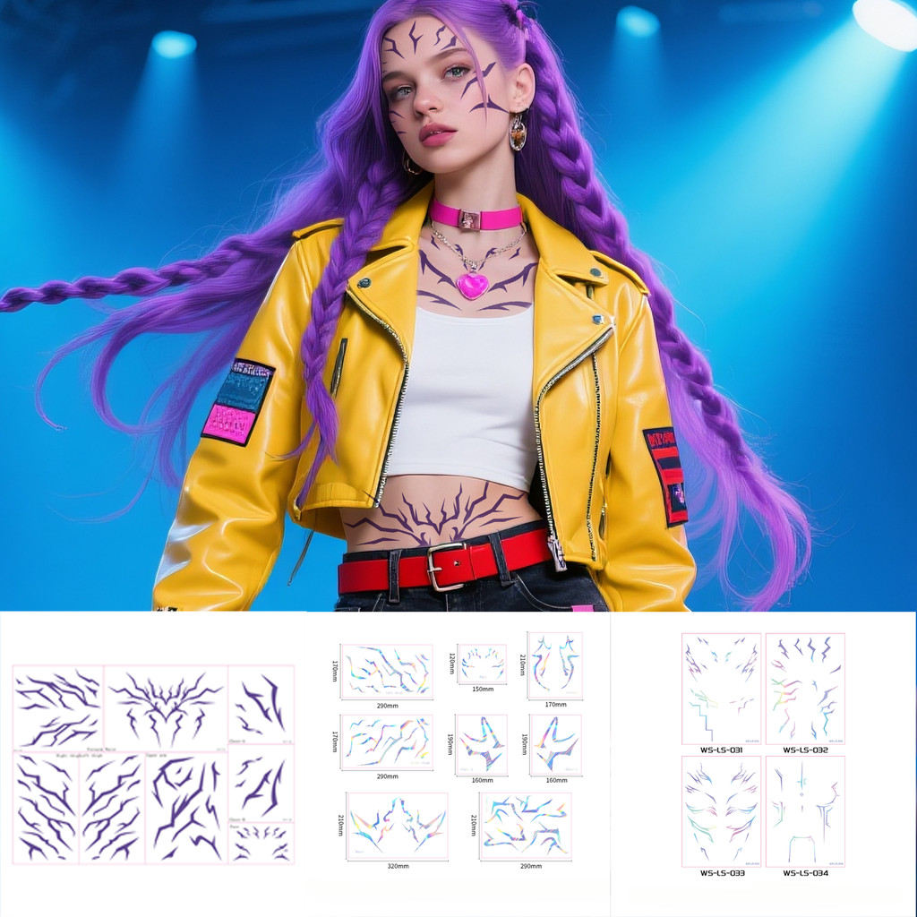 Kpop Demon Hunter Face Body Tattoo Sticker Huntrix Rumi Mira Temporary ...