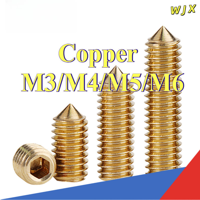 Brass tapered pointed set screw headless hexagon screw, machine rice ...