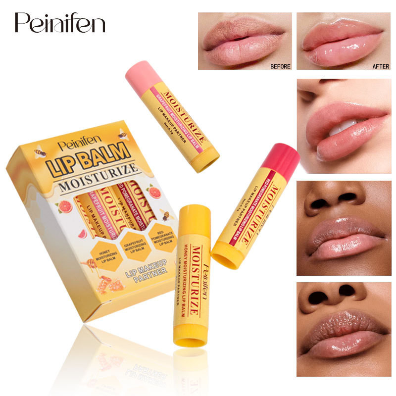 3 Pcs Lip Balm Gift Set,Bees Lips Balm Multipack with 3 Fruity Flavours ...