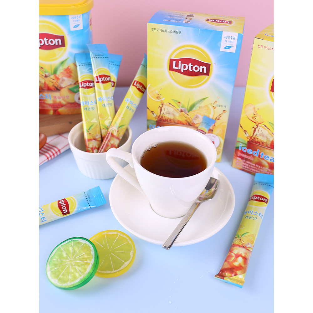 Korea Imported Lipton Peach Lemon Flavor Iced Black Tea Instant Brewing ...