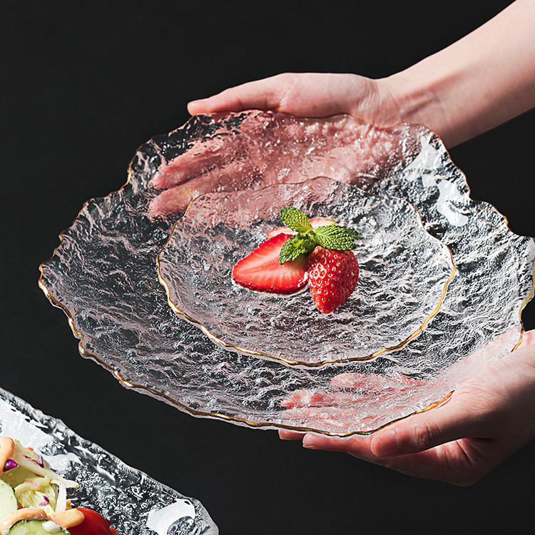 Irregular hammer heat-resistant glass plate / Lead-Free dessert plate ...