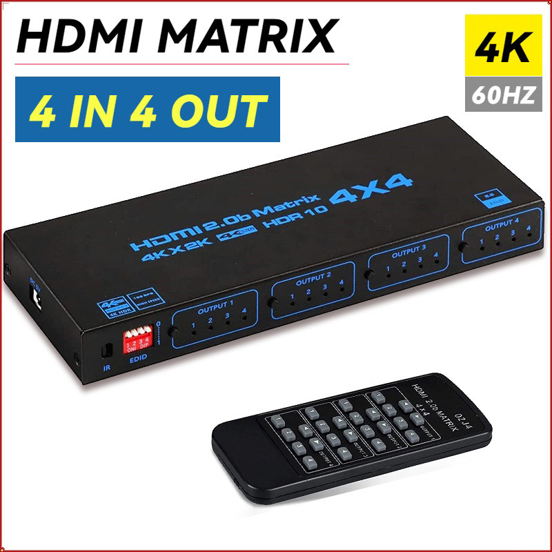 4K 60Hz HDMI Matrix Switch 4 in 4 out Matrix HDMI 2.0 Switcher Splitter ...