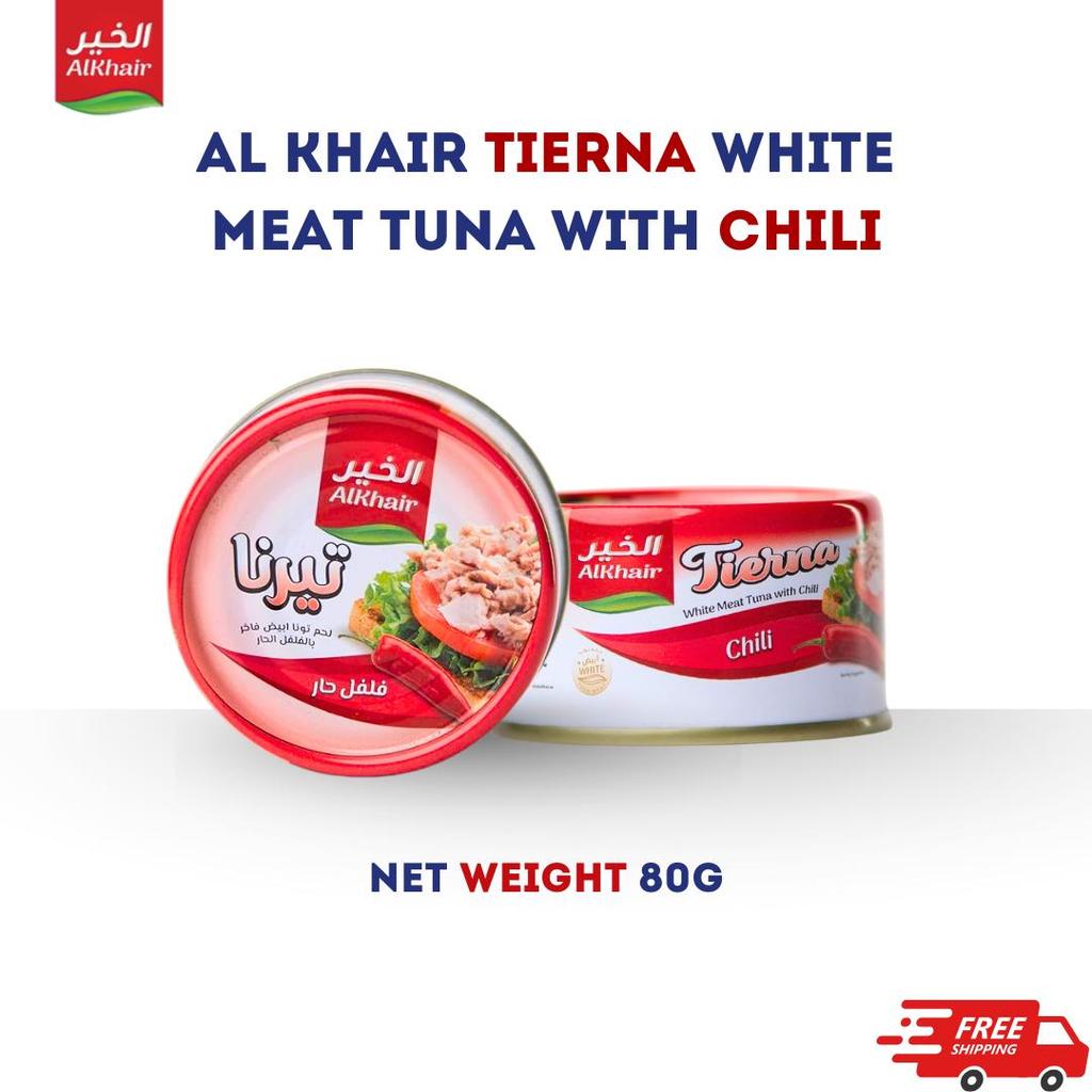 Al Khair Tierna White Meat Tuna with Chili 80g | Spicy Tuna | High ...
