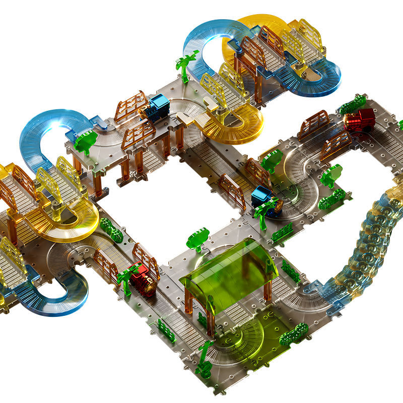 Influencer Children Assembled Electric Train diy Track Toy Simulation ...