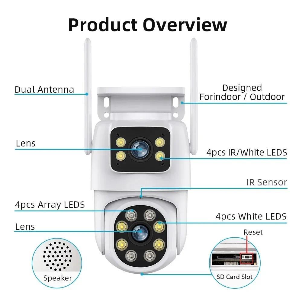 10MP Dual Lens Tuya Wifi Camera PTZ Outdoor 4K Wireless Dual Screen ...