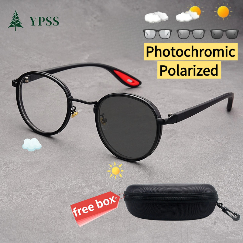 YPSS Adaptive Polarized Sunglasses for Men Photochromic Gold Frame ...