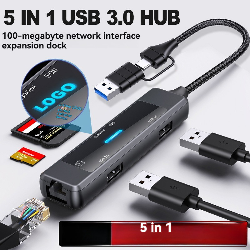 Type-C Docking Station Network Port Splitter 3.0 Hub Five-In-1 Driver ...