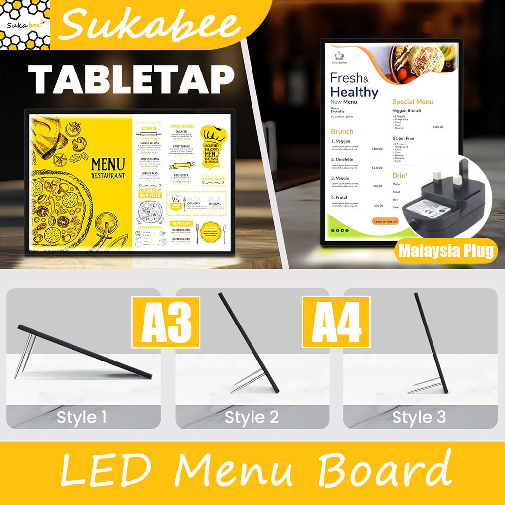 LED Menu Board A3 A4/Table LED Lightbox Menu/Countertop Wall Mount LED ...