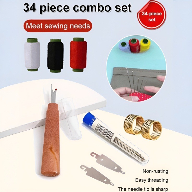 DIY Hand Sewing Box /Handmade Sewing Repair Kit Mini Household Portable ...