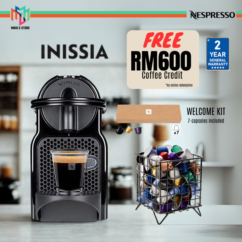 Nespresso D40-ME-BK-NE Inissia Fully Automatic Capsule Espresso Coffee ...