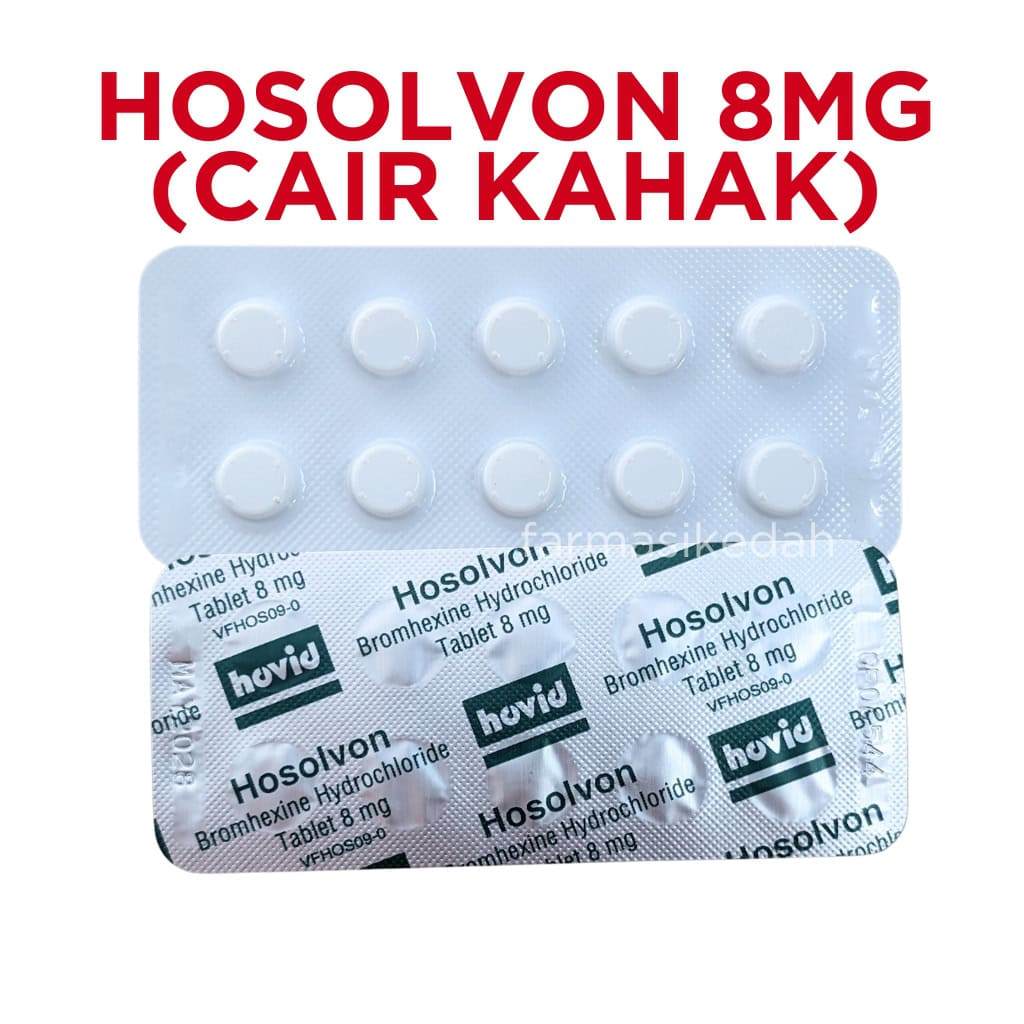 Hosolvon Bromhexine 8mg Tablet | Ubat Batuk Berkahak Dewasa Untuk ...