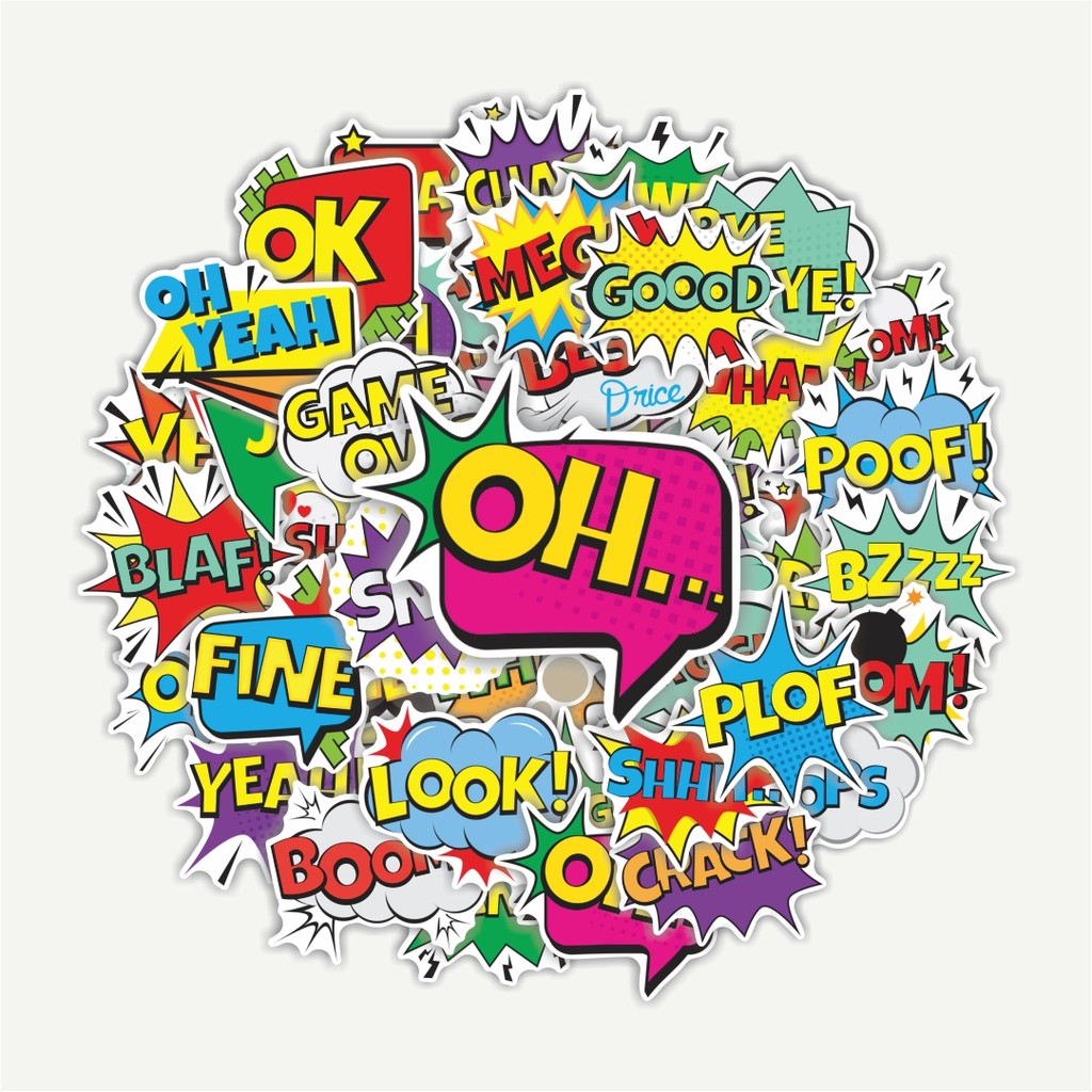 Cute Popart Comic Bubbles Sticker Pack Design | TUMBLR Sticker | LAPTOP ...
