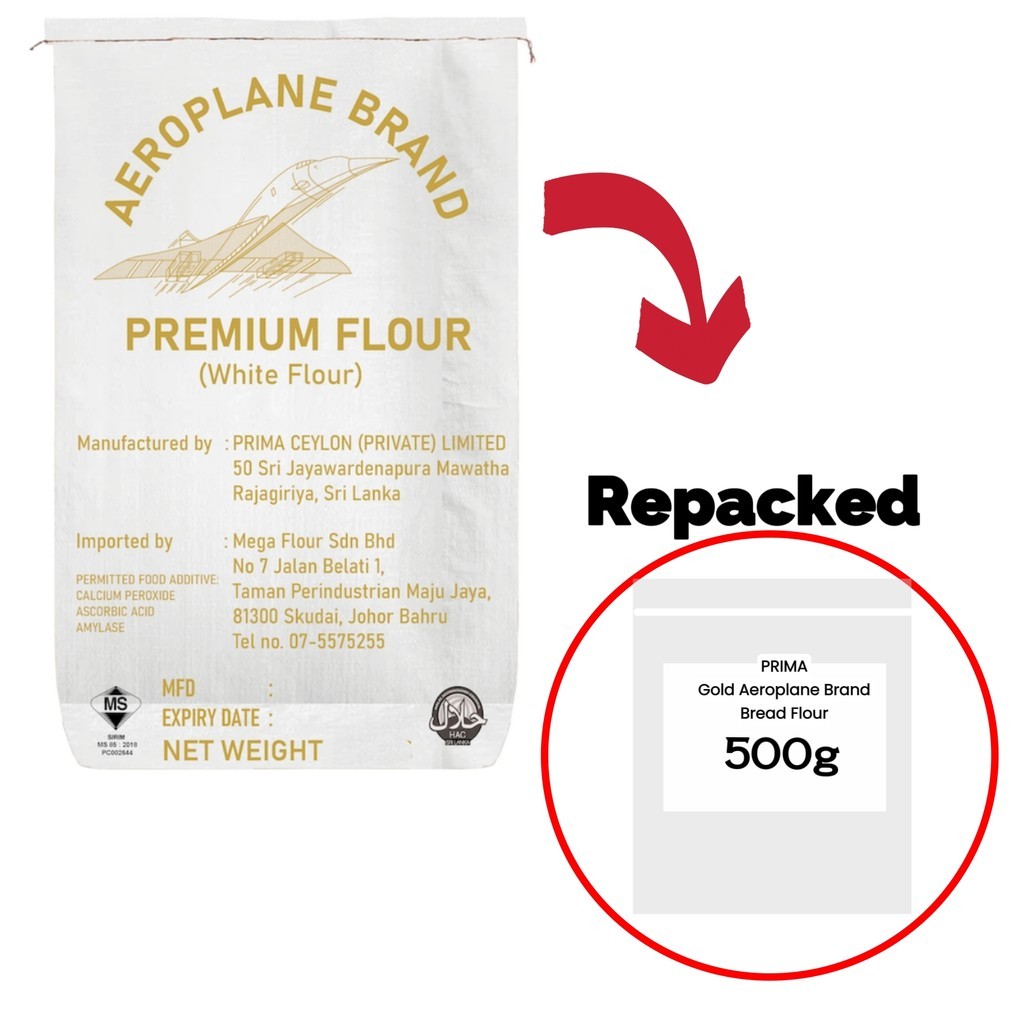 Repacked Prima High Protein Flour 500g /1Kg Bread Flour / Tepung Roti ...