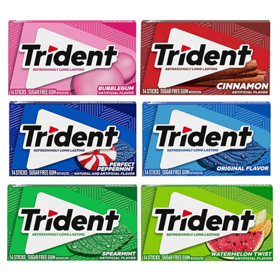 Trident Sugar Free Xylitol Chewing Gum | Refreshingly Long Lasting ...