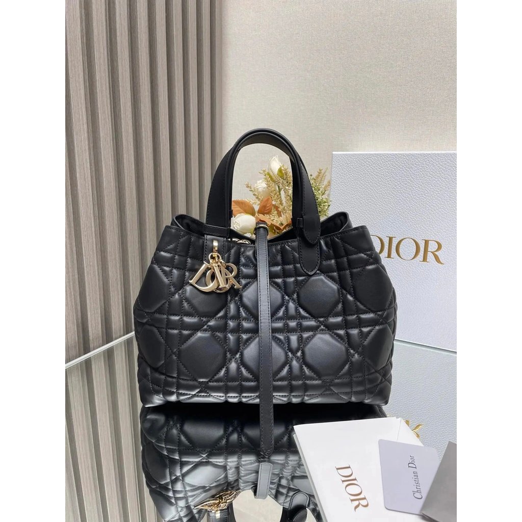 DIOR DIOR Shoulder Bag Toujours Series Gold Pendant Laced-up Opening ...