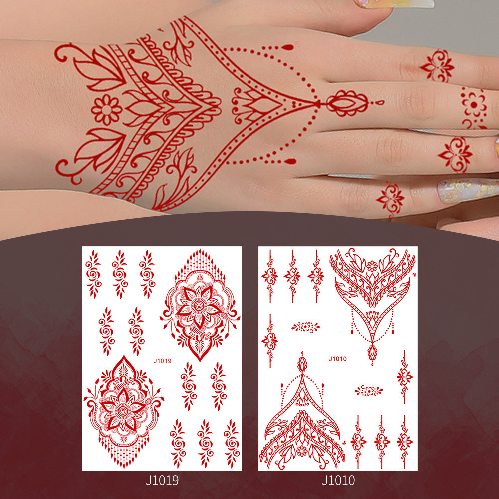 Hand Tattoo Sticker Vermilion Hanna Lace Tattoo Sticker Water Transfer ...