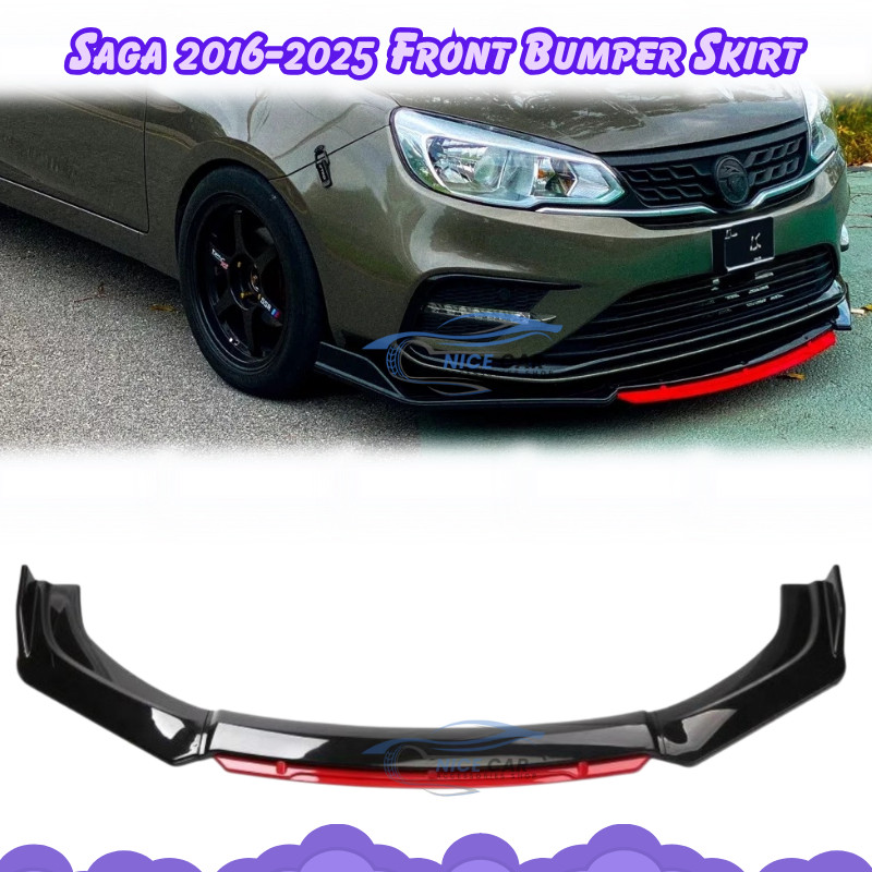 Proton Saga VVT 2016-2025 Glossy Black & Carbon Front Bumper Diffuser ...