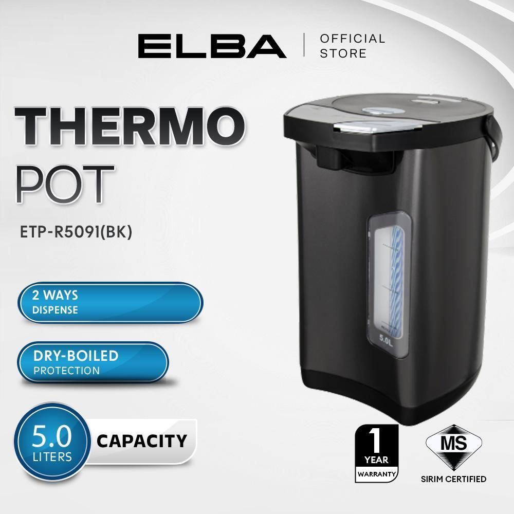 (New) ELBA Thermo Pot 5L ETP-R5091(BK) – 2-Way Dispense, 360° Rotating ...