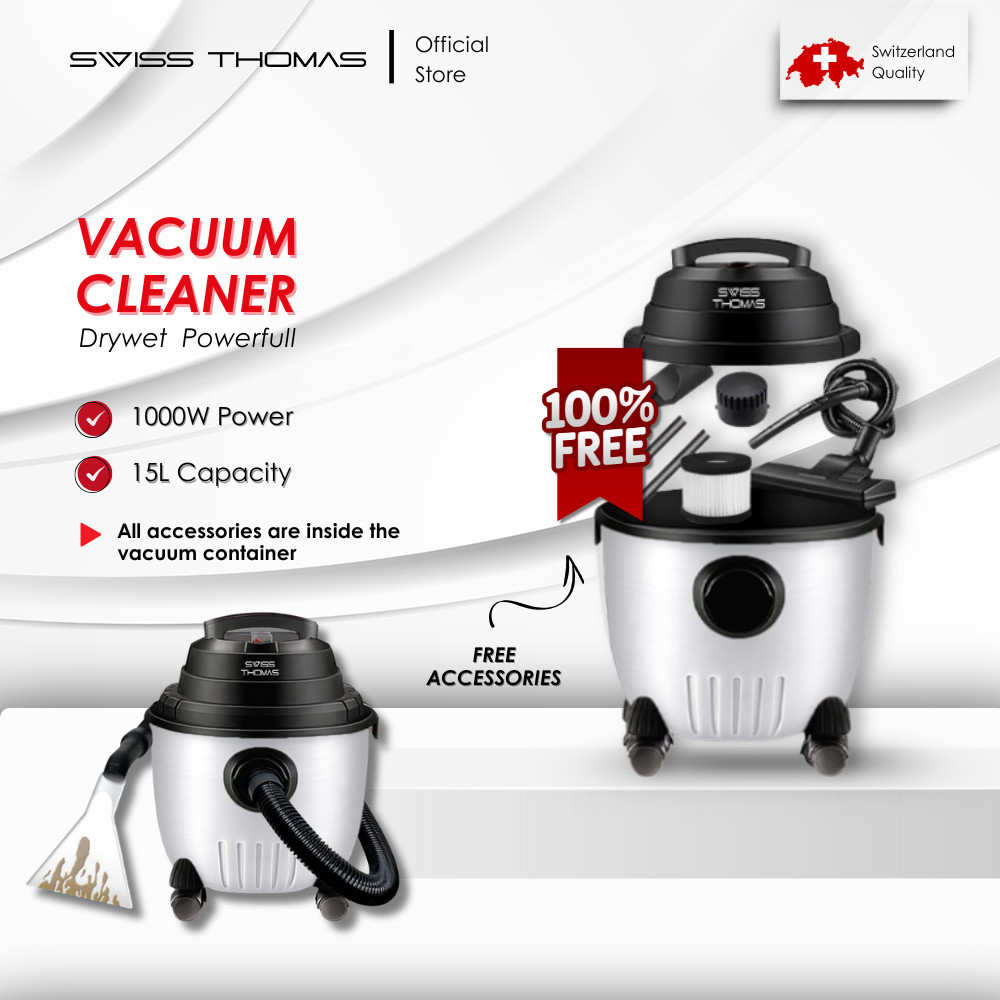 Swiss Thomas Wet & Dry Vacuum Cleaner Vakum Basah & Kering Pembersih ...