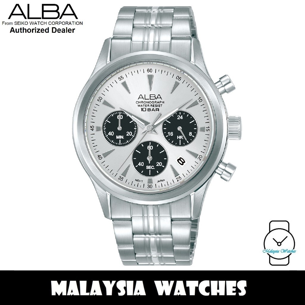 ALBA AT3K55X Quartz Chronograph Stainless Steel Case & Strap Men's ...