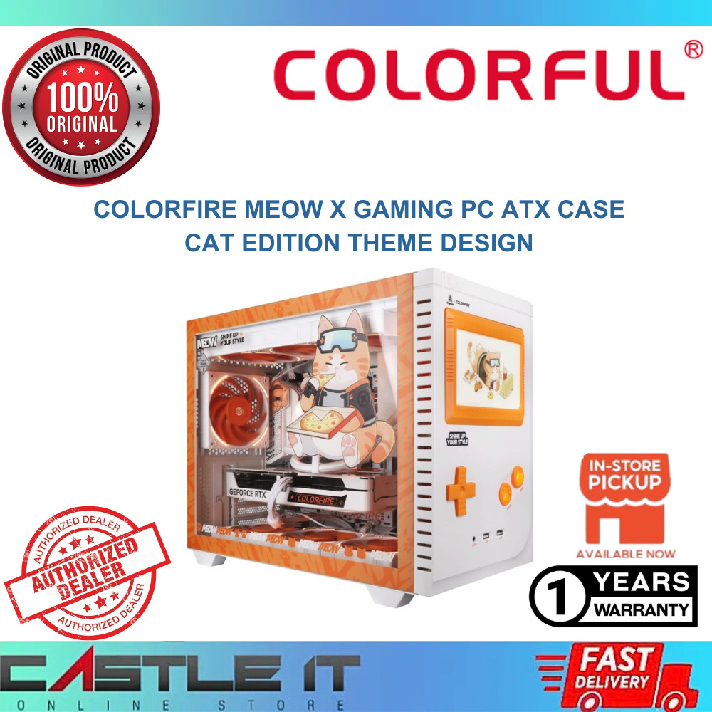 Colorful Colorfire MEOW X Memphis-X Gaming PC Case Cat Edition ATX ...