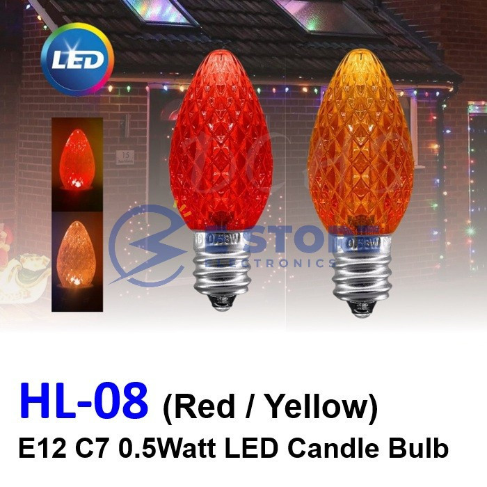 2PCS C7 E12 0.5 Watt LED Crystal Candle Bulb - Red / Yellow | Shopee ...