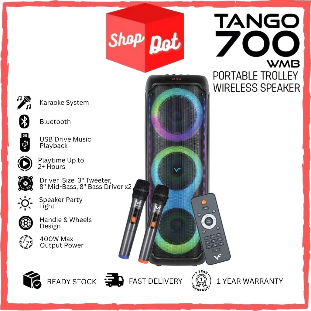 Tango 700 WMB 400W Bluetooth Karaoke Wireless microphone speaker Party ...
