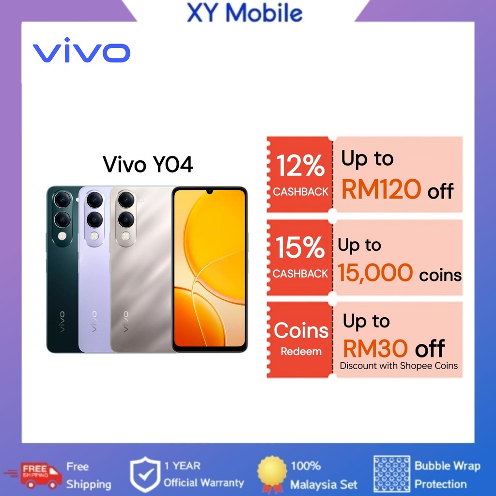 vivo Y04 -8GB*(4+4)RAM l 128GB ROM l 5- Year Battery Health l Military ...