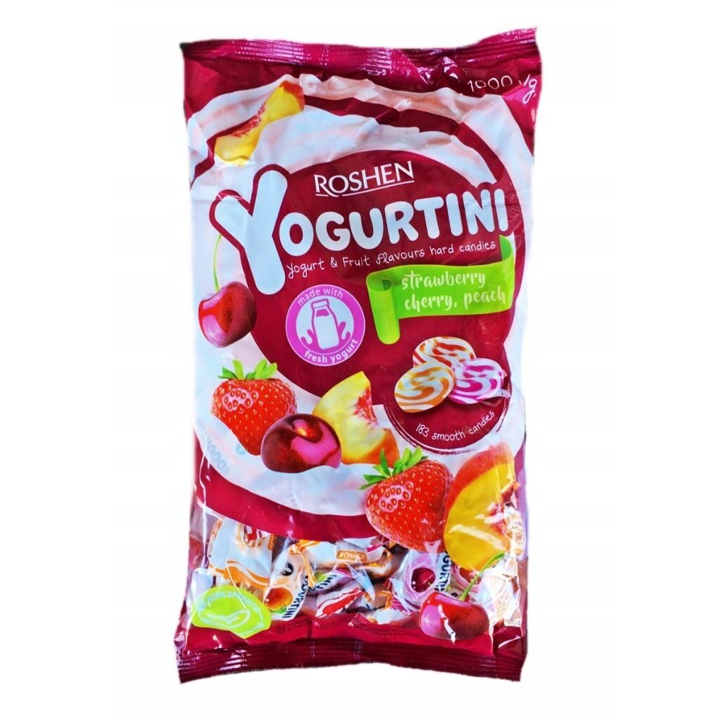 Halal ROSHEN YOGURTINI HARD CANDIES WITH STRAWBERRY, CHERRY & PEACH 1KG ...