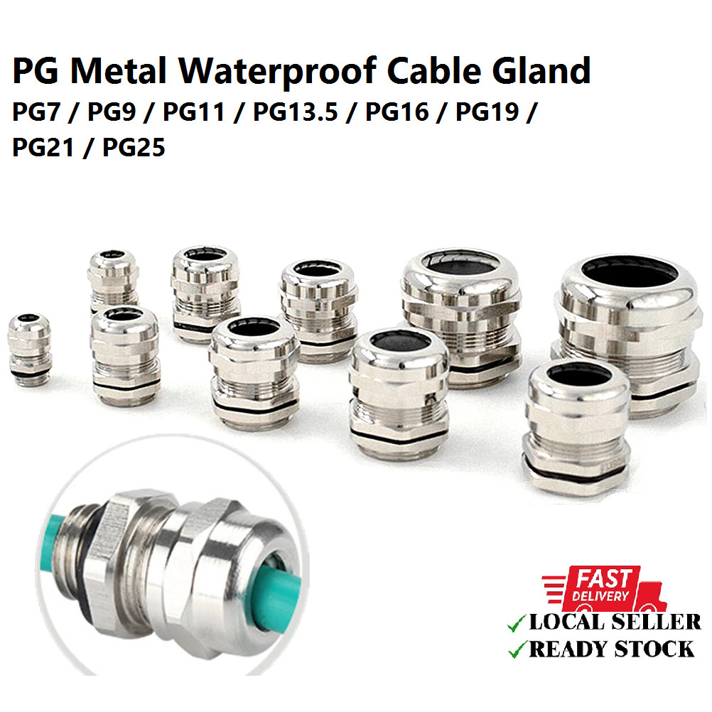 PG Metal Waterproof Cable Gland PG7 / PG9 / PG11 / PG13.5 / PG16 / PG19 ...