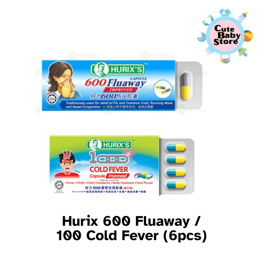 Hurixs 1000 Cold Fever Capsule 6s/Hurix's 600 Fluaway 6 Capsules ...