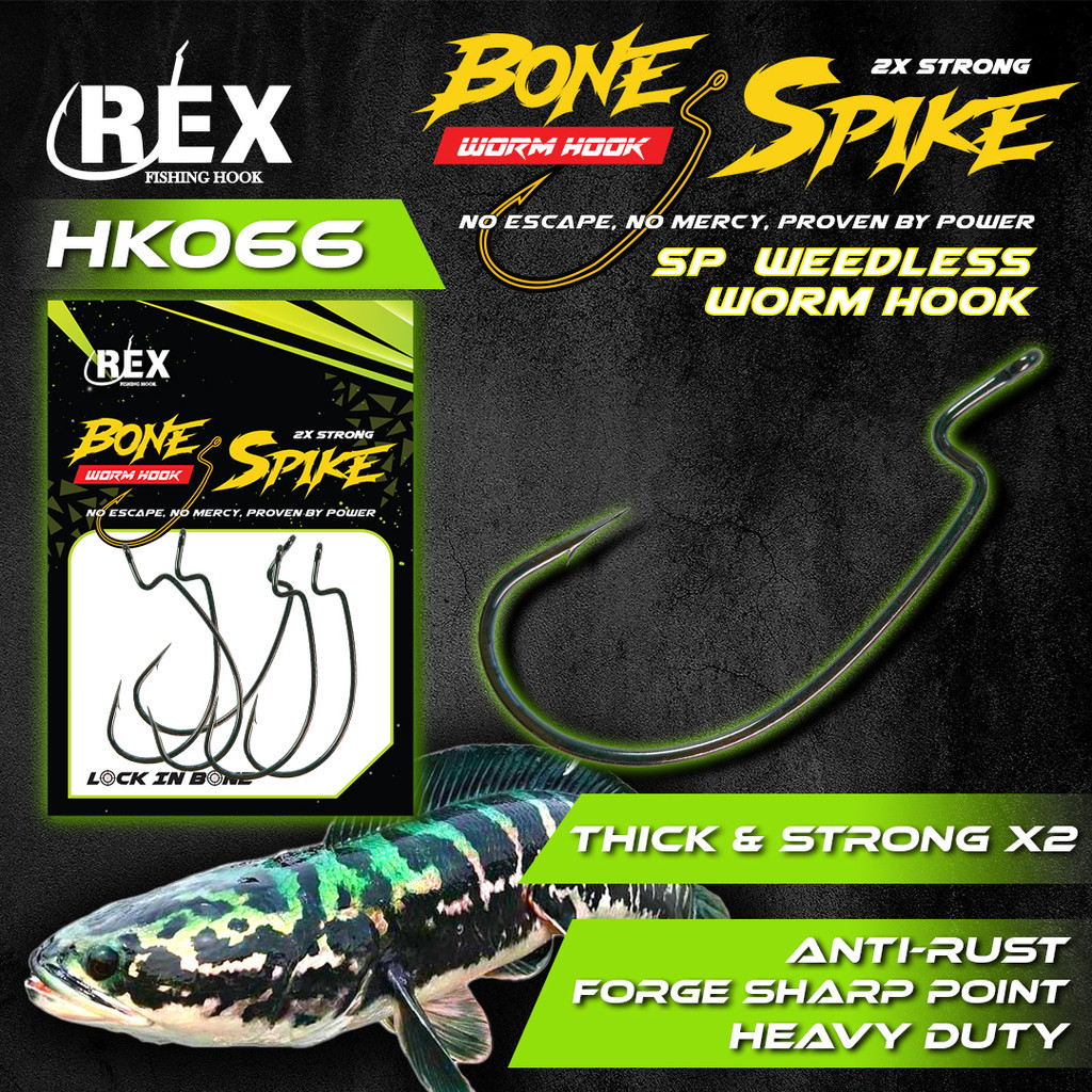 REX BONE SPIKE 5PCS SP Weedless Hook Worm Soft Plastic Mata Kail soft ...