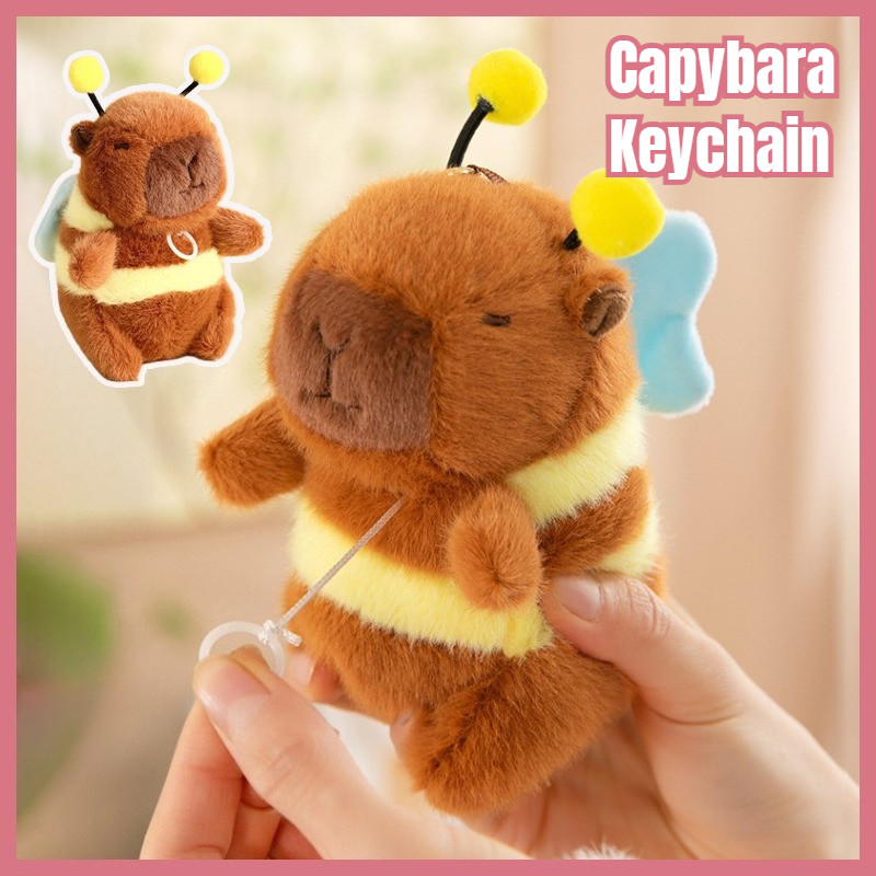 Cute Capybara Plush Doll Keychain Pull String Wings Vibrating Bee ...