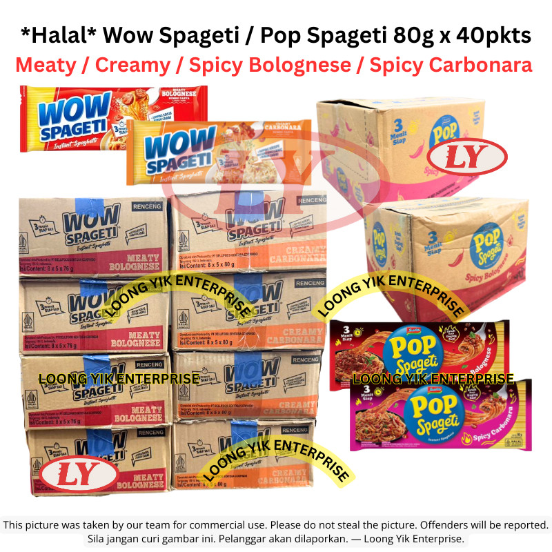 *Halal* Wow Spageti / Pop Spageti 80g x 40pkts Meaty / Creamy / Spicy ...