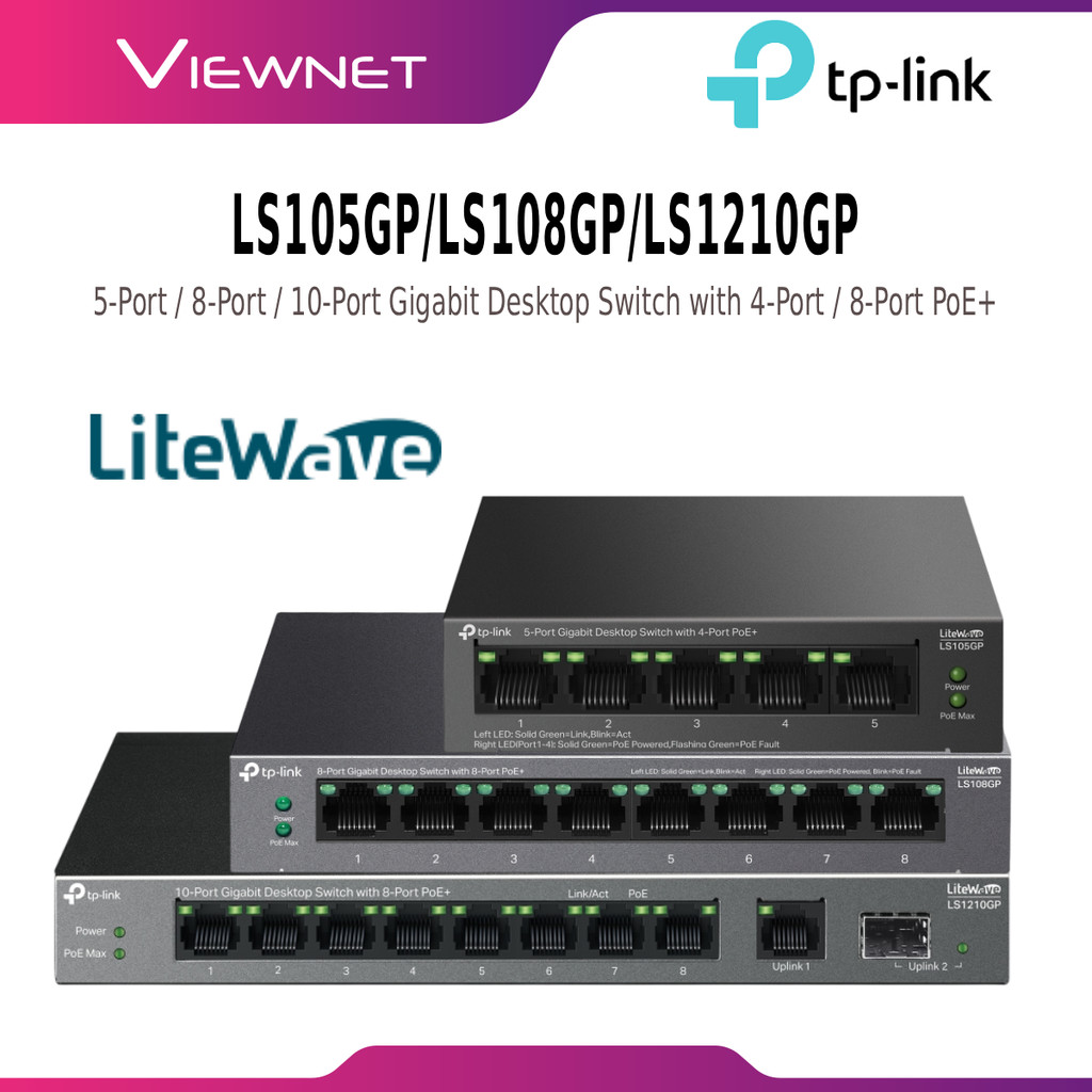 TP-LINK LS105GP 5-PORT / LS108GP 8-PORT / LS1210GP 10-PORT GIGABIT ...