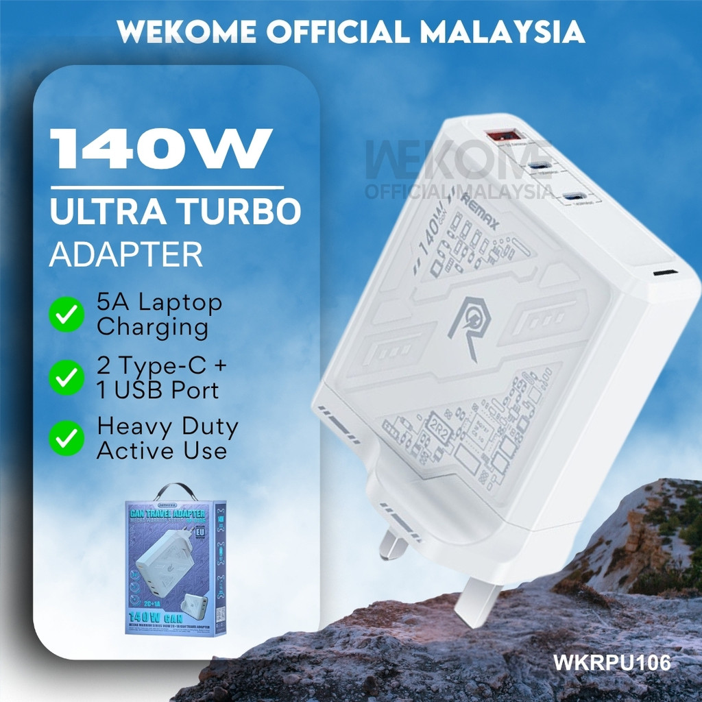 REMAX Fast Charging Laptop GaN Charger 140W USB Type C PD Chager Kepala ...