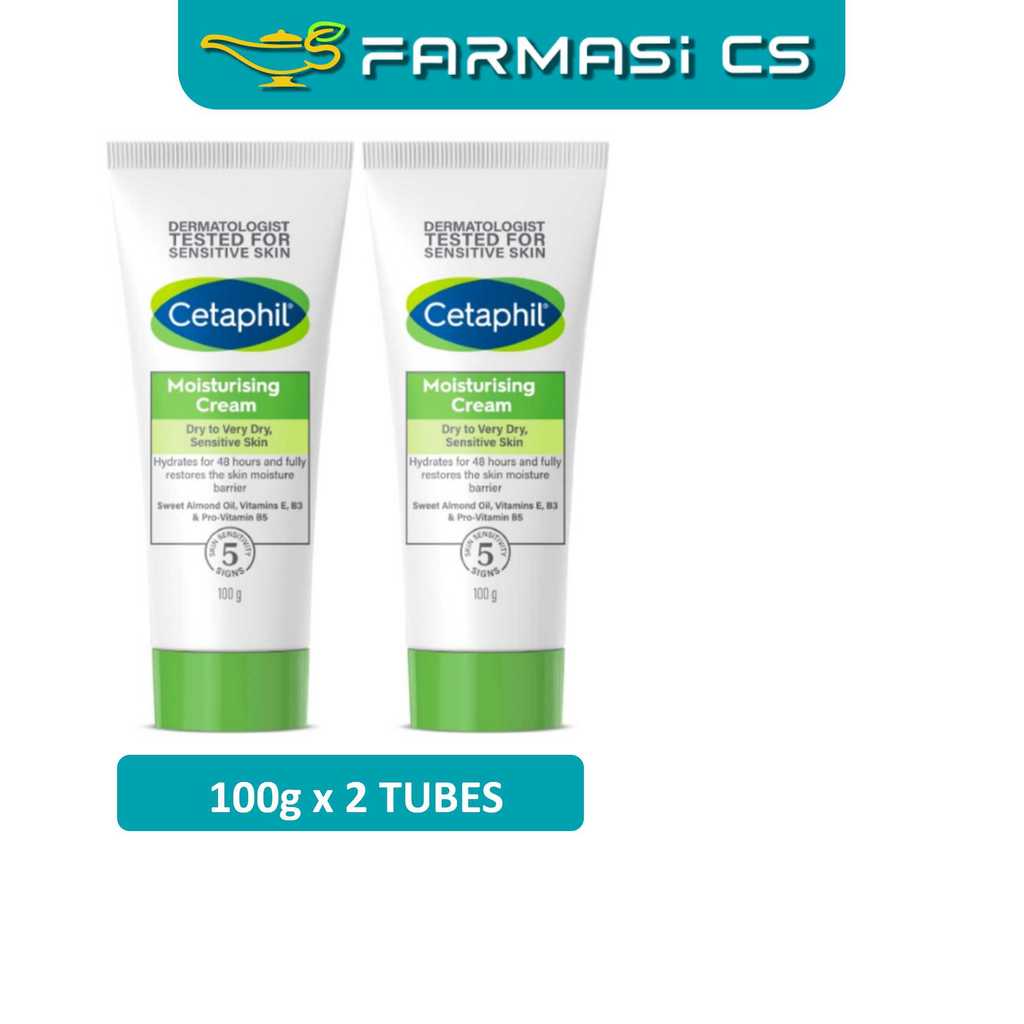 Cetaphil Moisturizing Cream 100g x 2 Tubes (TWIN) EXP:05/2026 [ Farmasi ...