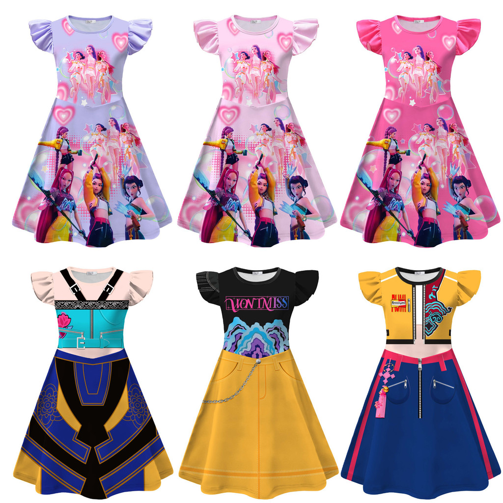 Kids Girls Pop Singer Dress KPOP Demon Hunter Girl Group Cosplay Dress ...