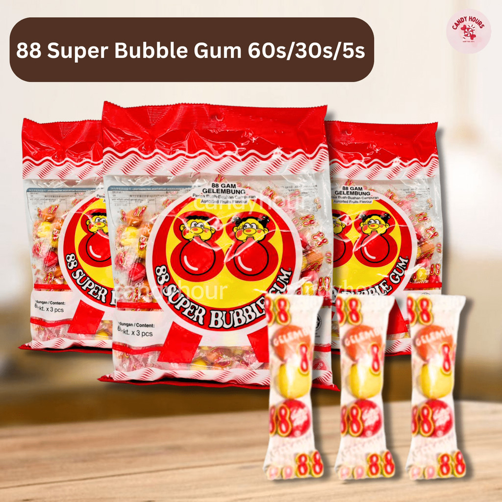 88 Super Bubble Gum Gula Gula Getah Chewing Gum Assorted Fruits Flavour ...