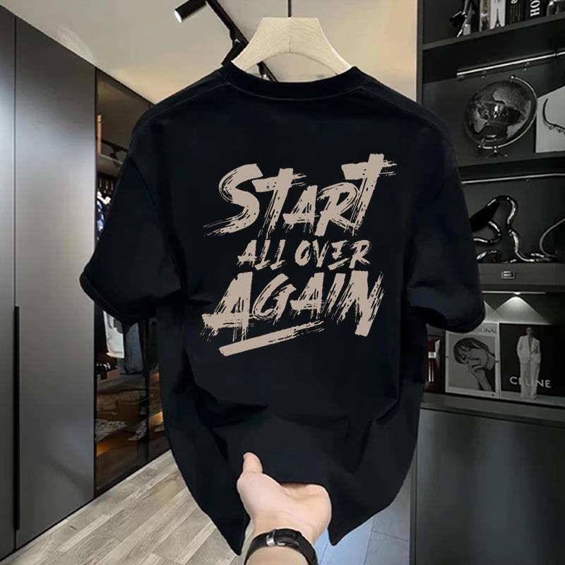 COD HappyFamily men's short-sleeved START ALL OVER AGAIN T-shirt High ...