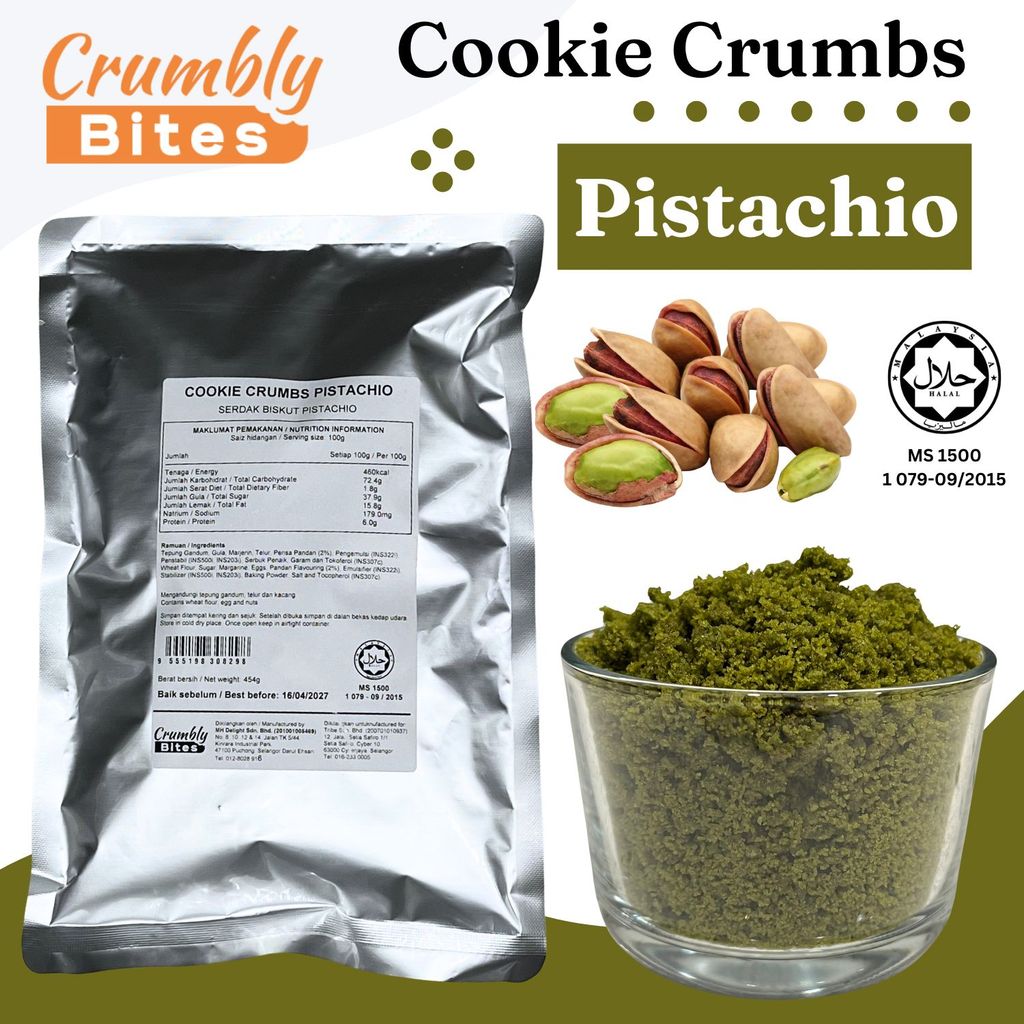 Crumbly Bites Cookie Crumbs Pistachio 454g | Halal Certified | Shopee ...