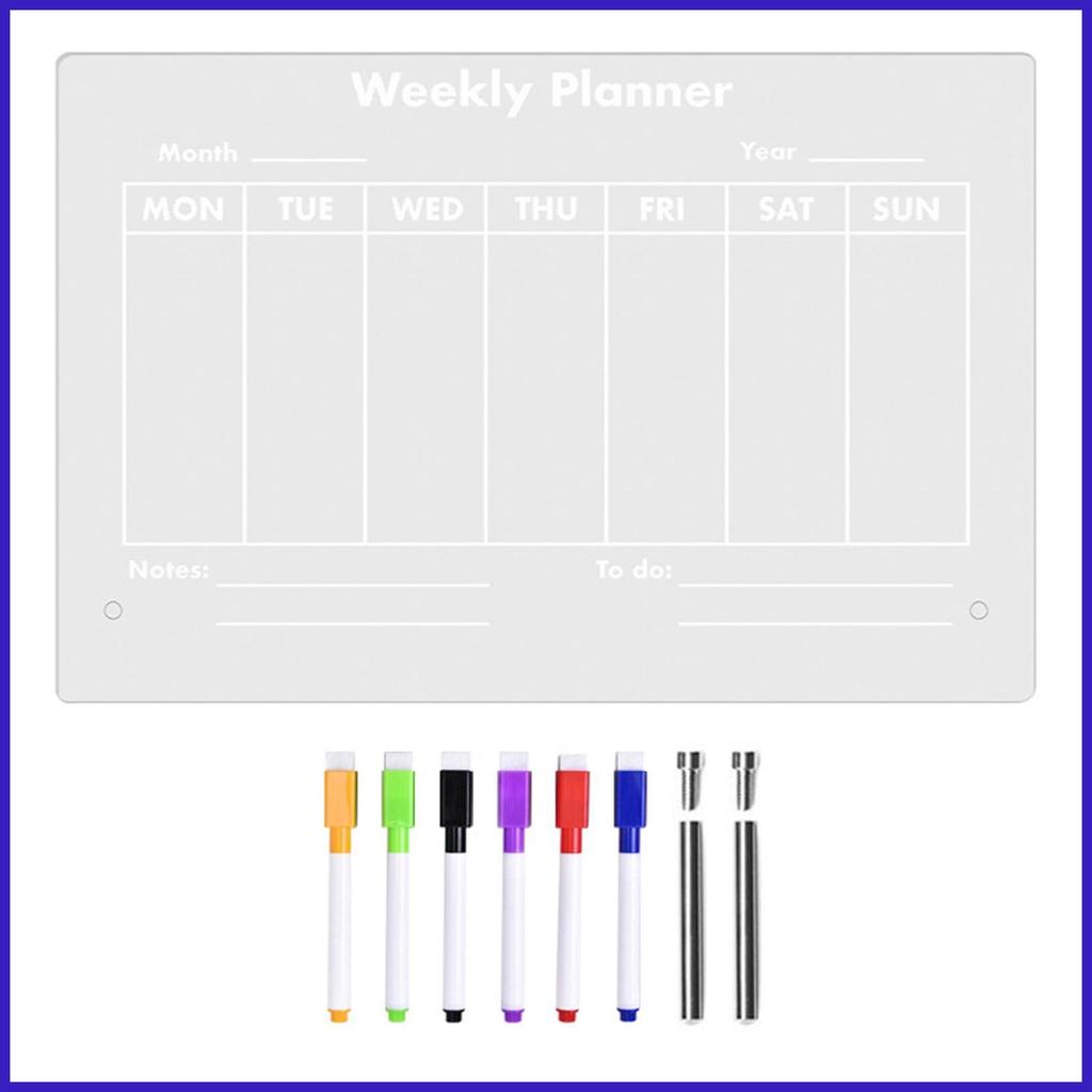 Desk Acrylic Calendar Clear Weekly Dry Erase Whiteboard Tabletop ...