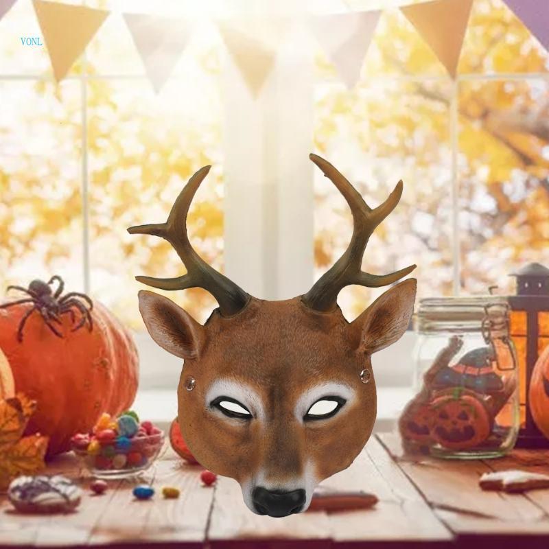 Vonl Unisex Props Animal Party Masquerade Halloween Deer Animal Half ...